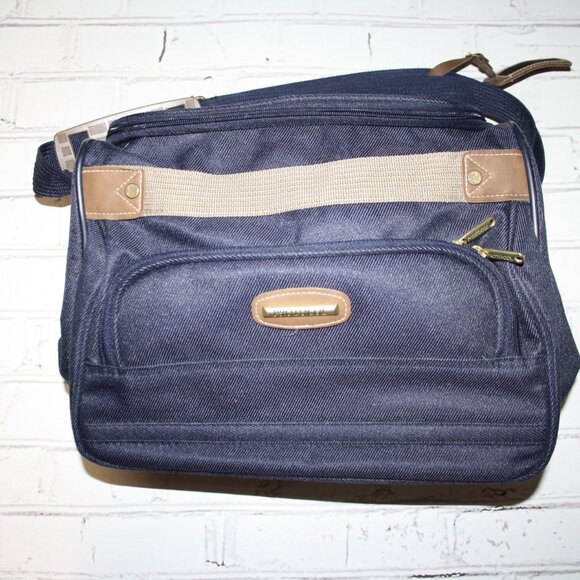 Protocol | Bags | Vintage Navy Blue And Tan Protocol Carryon Bag With ...